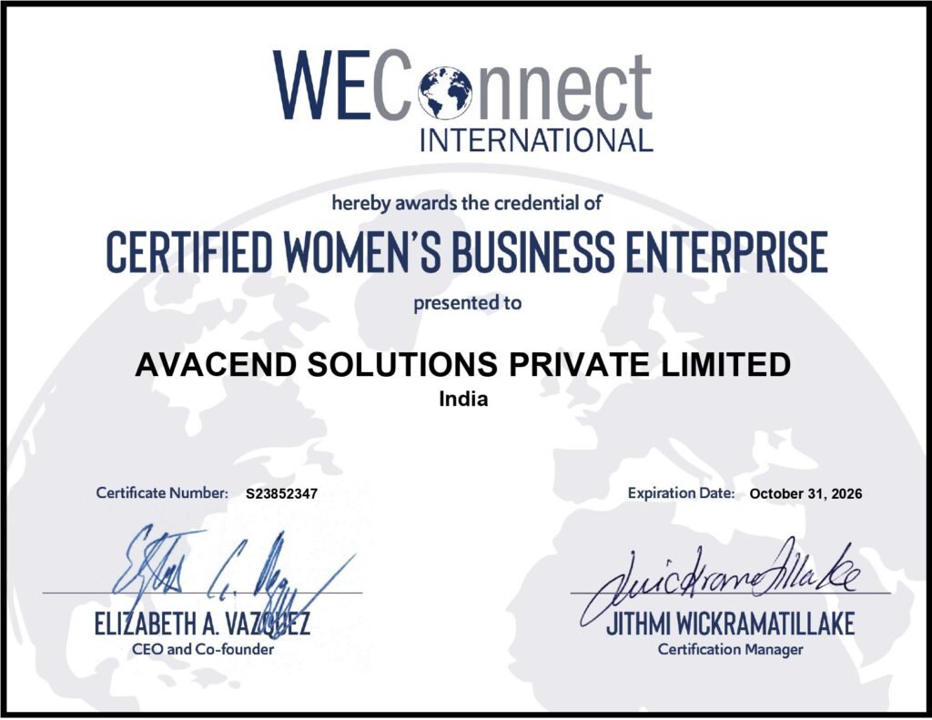 Awards and Certification – Avacend Solutions